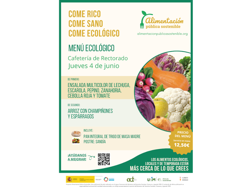 Jueves 4 de junio , menú sostenible en la cafetería del Rectorado de la UAM